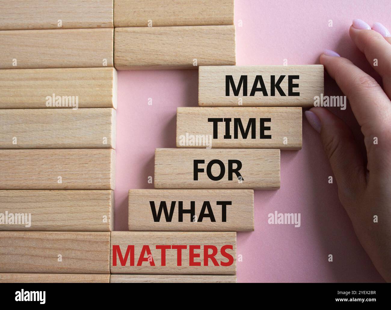 Important thing symbol. Wooden blocks with words Make time for what ...