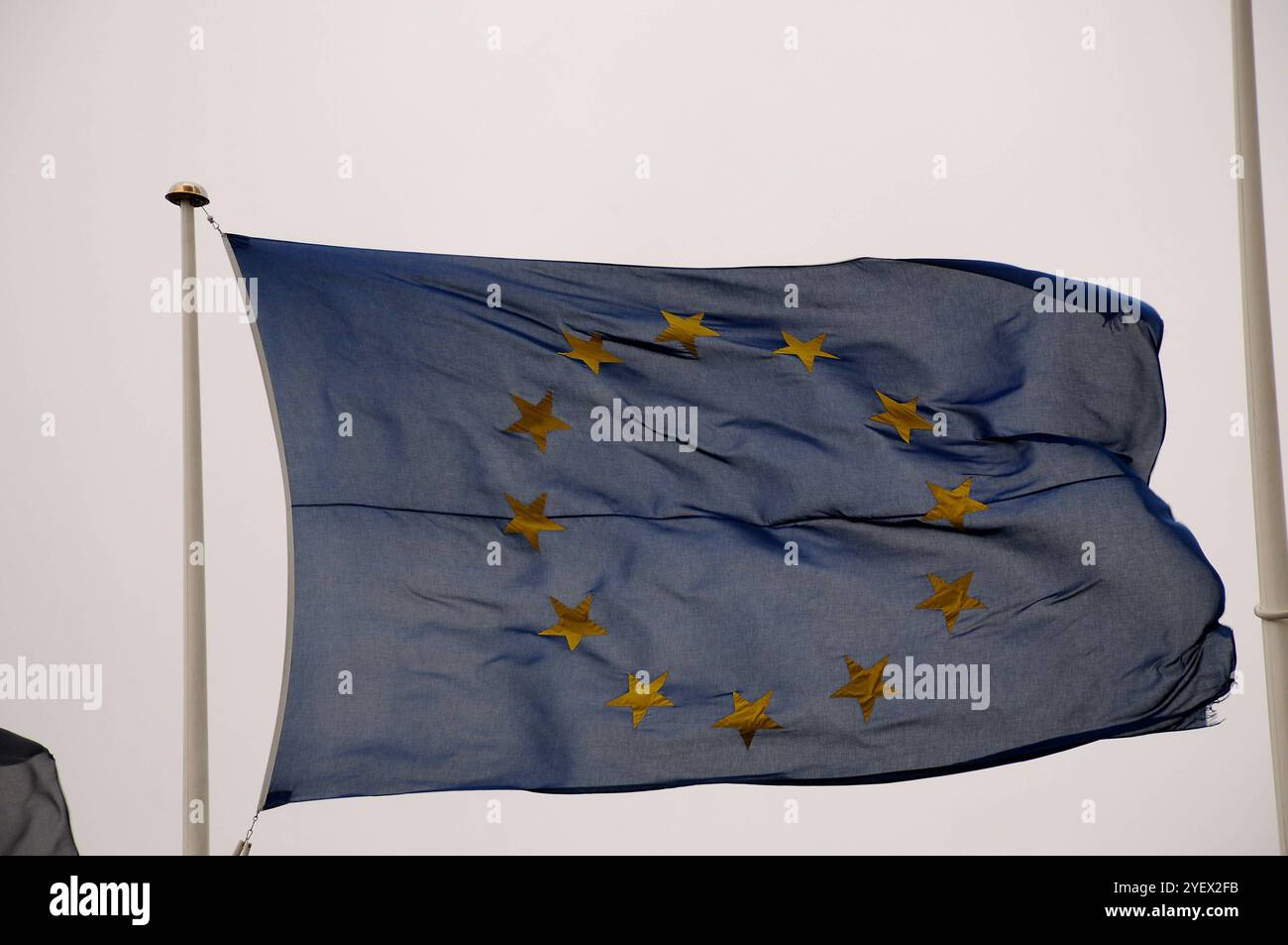 Copenhagen/ DenmarK/01 November 2024/Danish flag dannebrog and eu flag ...