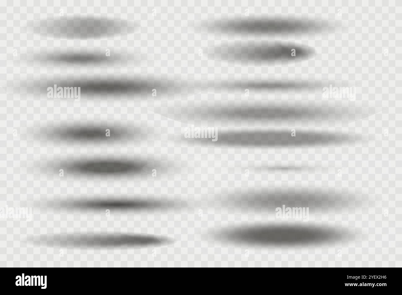 Different realistic round shadow, soft shapes on transparent background ...