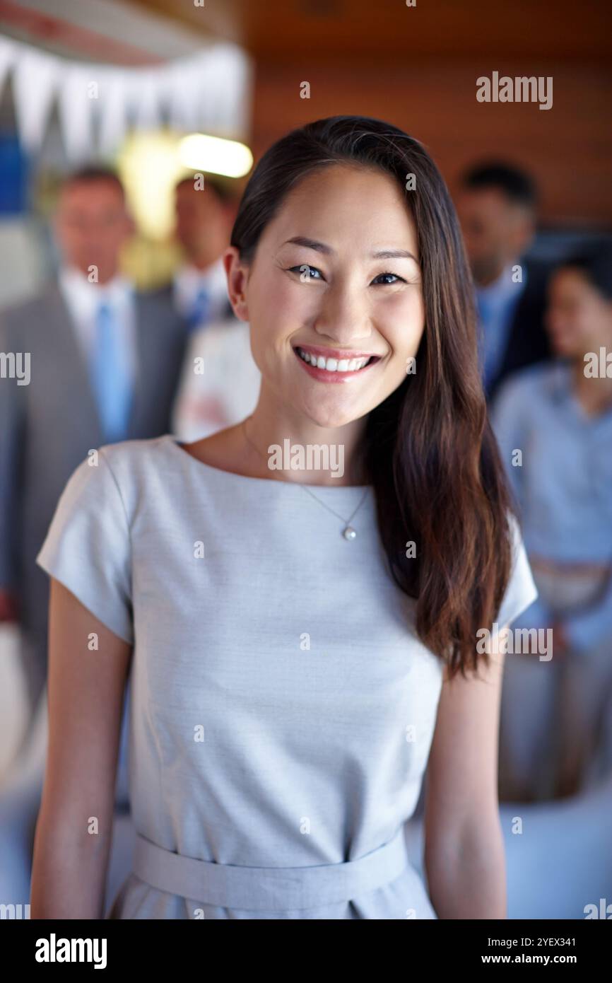 Office, portrait and woman with happiness for law firm, professional ...