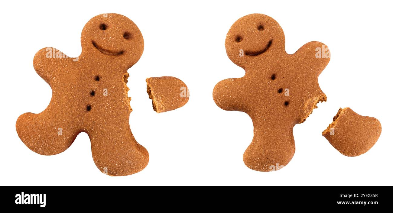 Gingerbread man isolated on white background. Top view. Flat lay Stock ...
