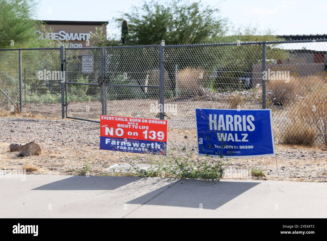 Political signs for the November 5th General Election can be seen along ...
