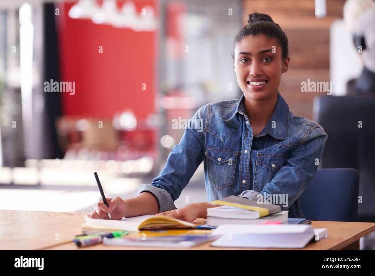 Woman, portrait and book for knowledge at college, education and ...