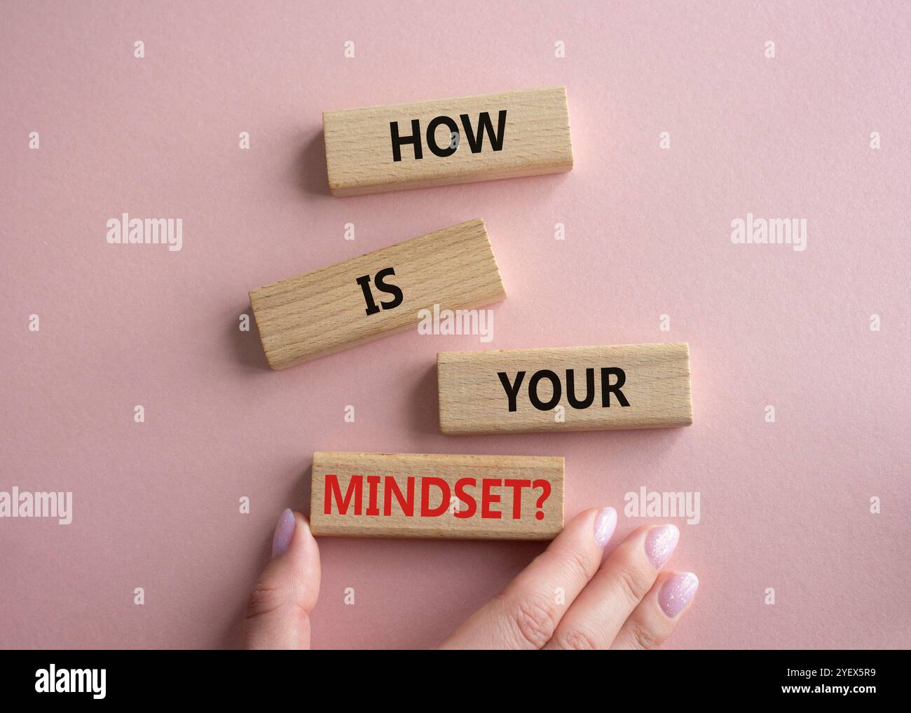 Mindset symbol. Wooden blocks with words How is your Mindset. Beautiful ...