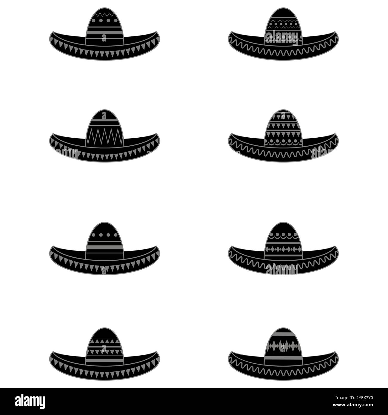 Raster Mexican sombrero set. Cinco de mayo symbol isolated on white ...