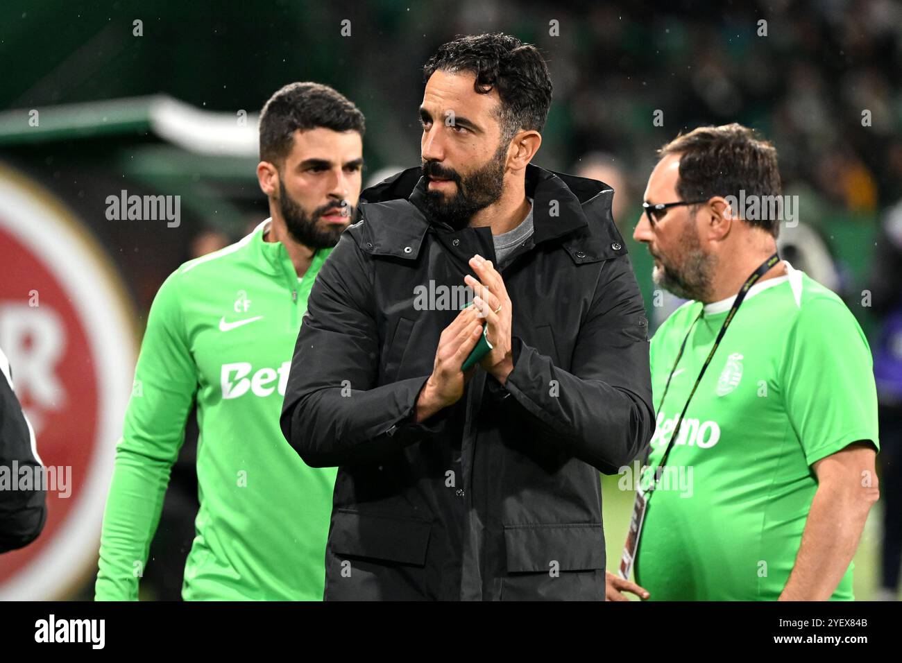Sporting CP manager Ruben Amorim applauds the fans before the Liga ...