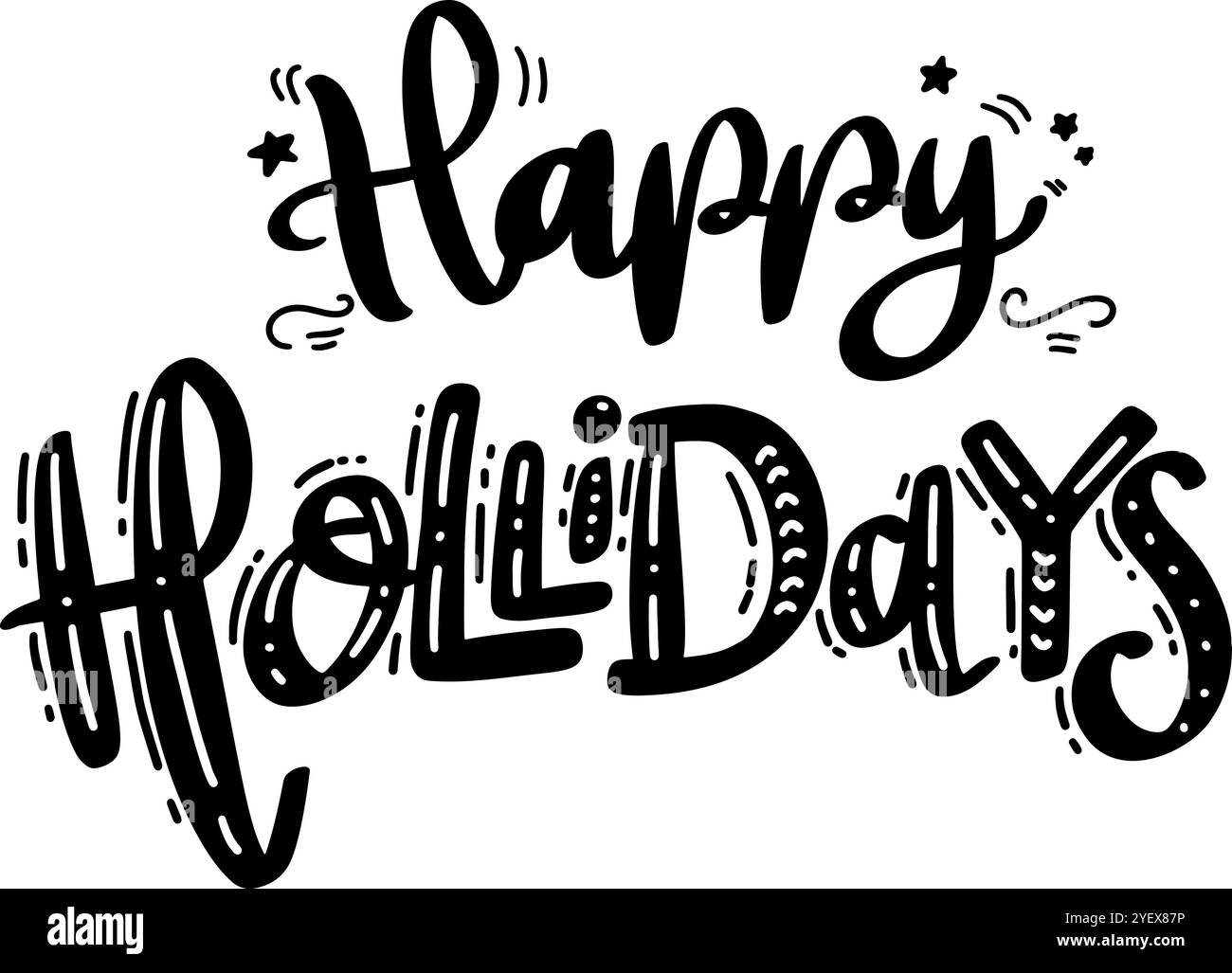 Happy Holidays Black And White Card