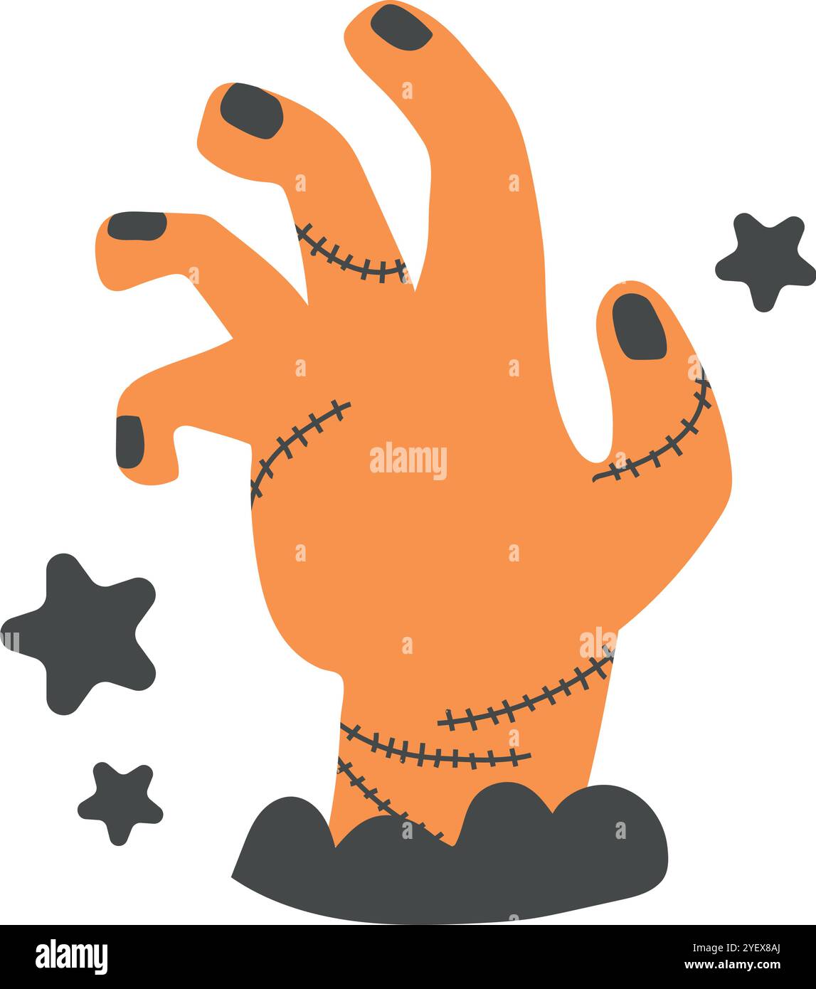 Zombie hand rising from grave with stars, spooky theme Vector Stock ...