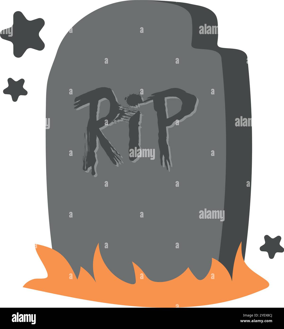 Halloween tombstone with RIP text and stars, spooky symbol Vector Stock ...