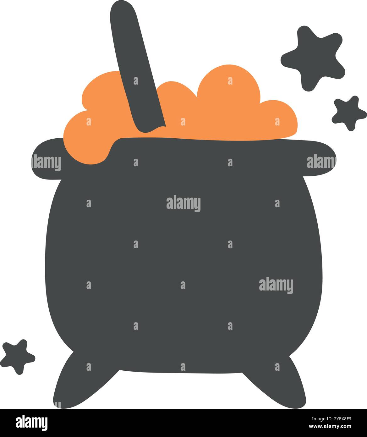 Bubbling Halloween cauldron with orange potion and stars Vector Stock ...