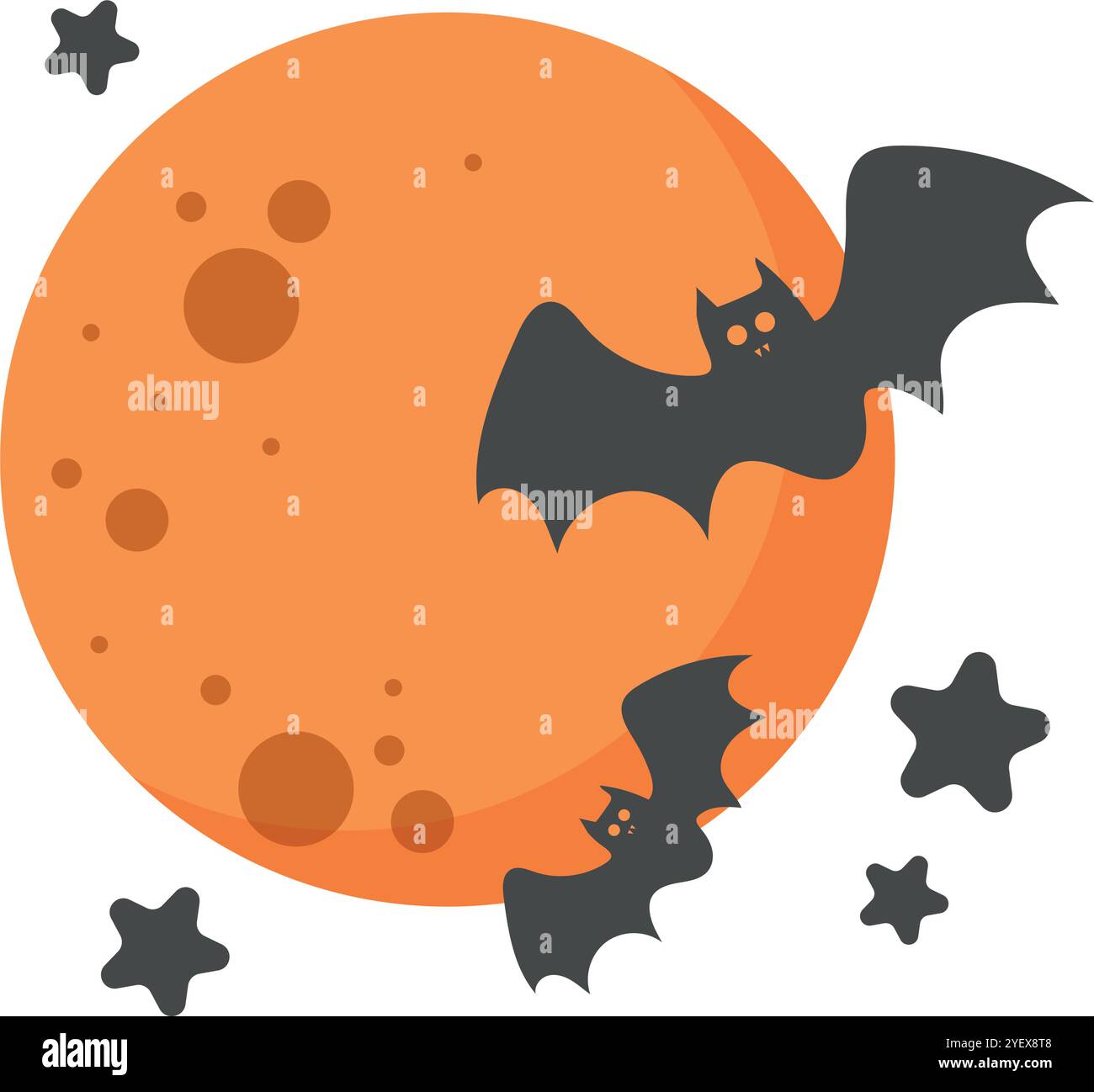 Halloween full moon with bats and stars, spooky scene Vector Stock ...