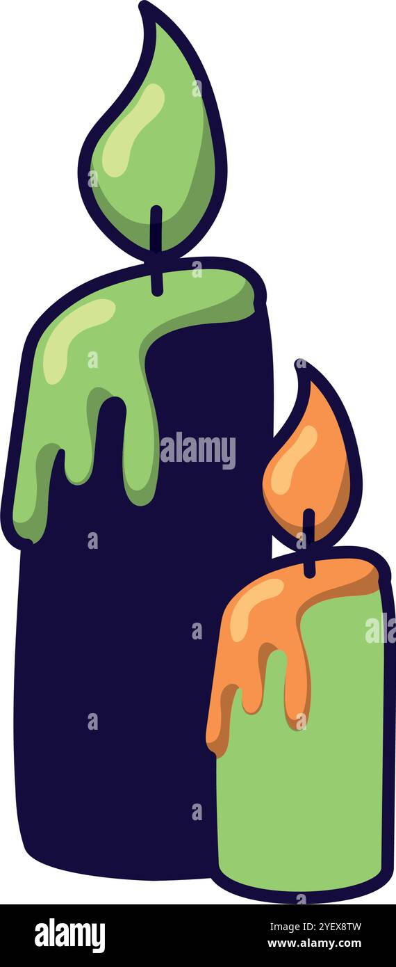 Halloween candles with melting wax, spooky decor Vector Stock Vector ...