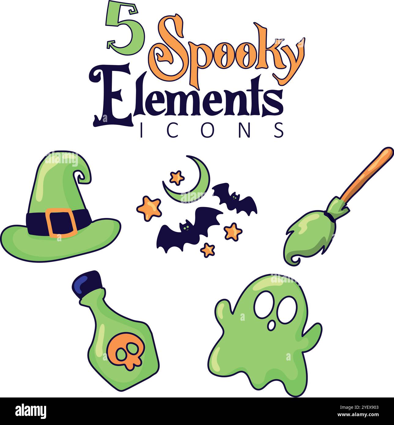 Halloween spooky cartoon icons Vector Stock Vector Image & Art - Alamy