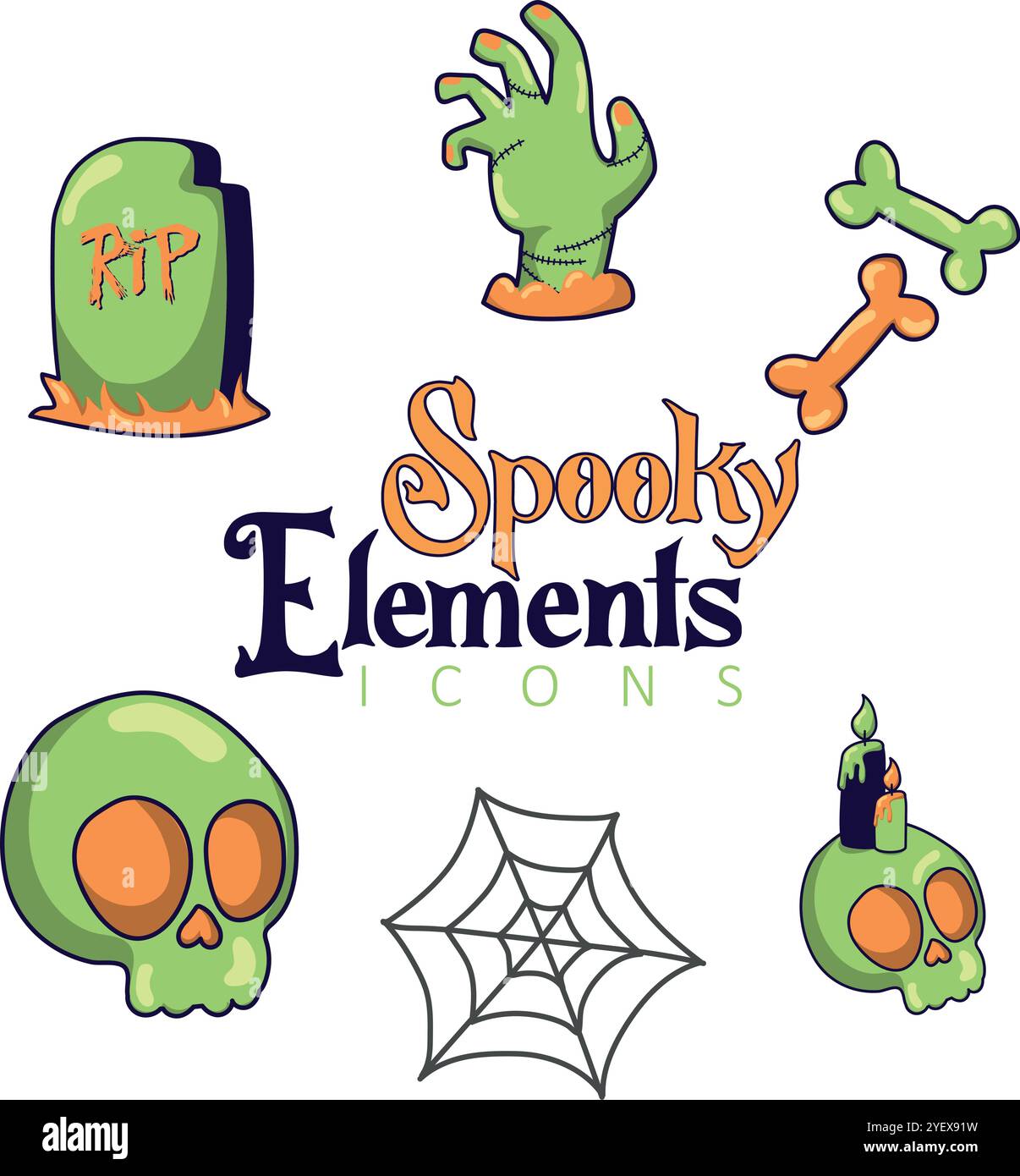 Halloween spooky cartoon icons Vector Stock Vector Image & Art - Alamy