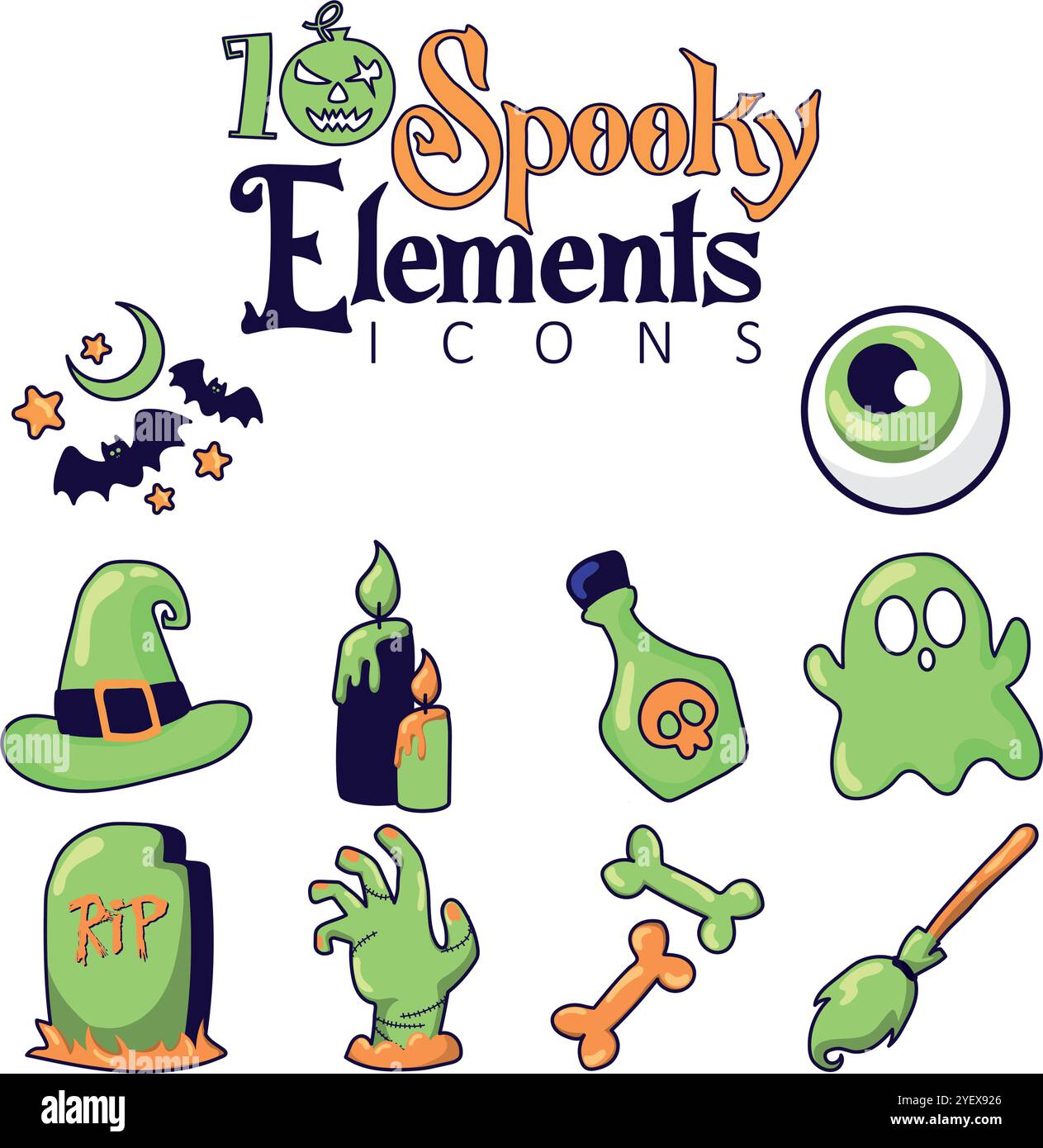 Halloween spooky cartoon icons Vector Stock Vector Image & Art - Alamy
