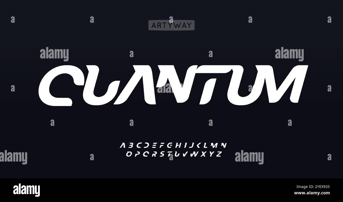 Sci-fi inspired alphabet, bold italic geometric letters, dynamic ...
