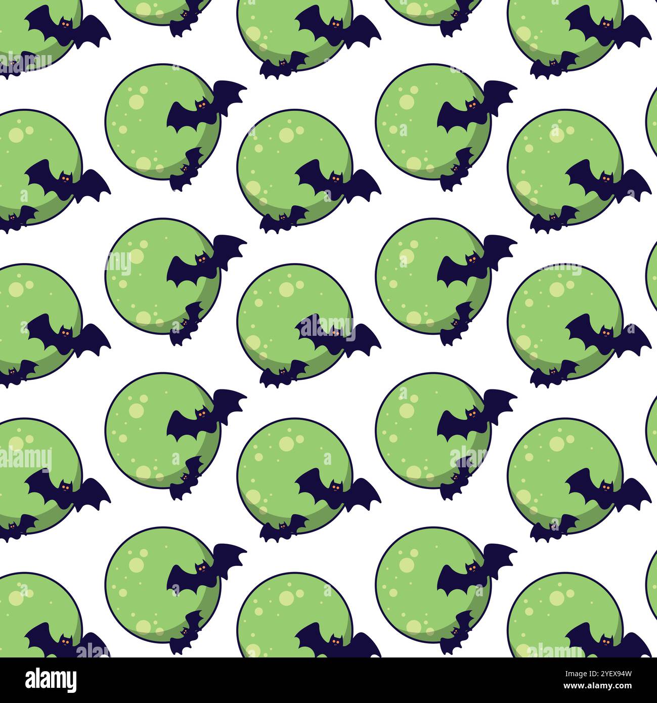 Halloween bats flying over green full moons Vector Stock Vector Image ...