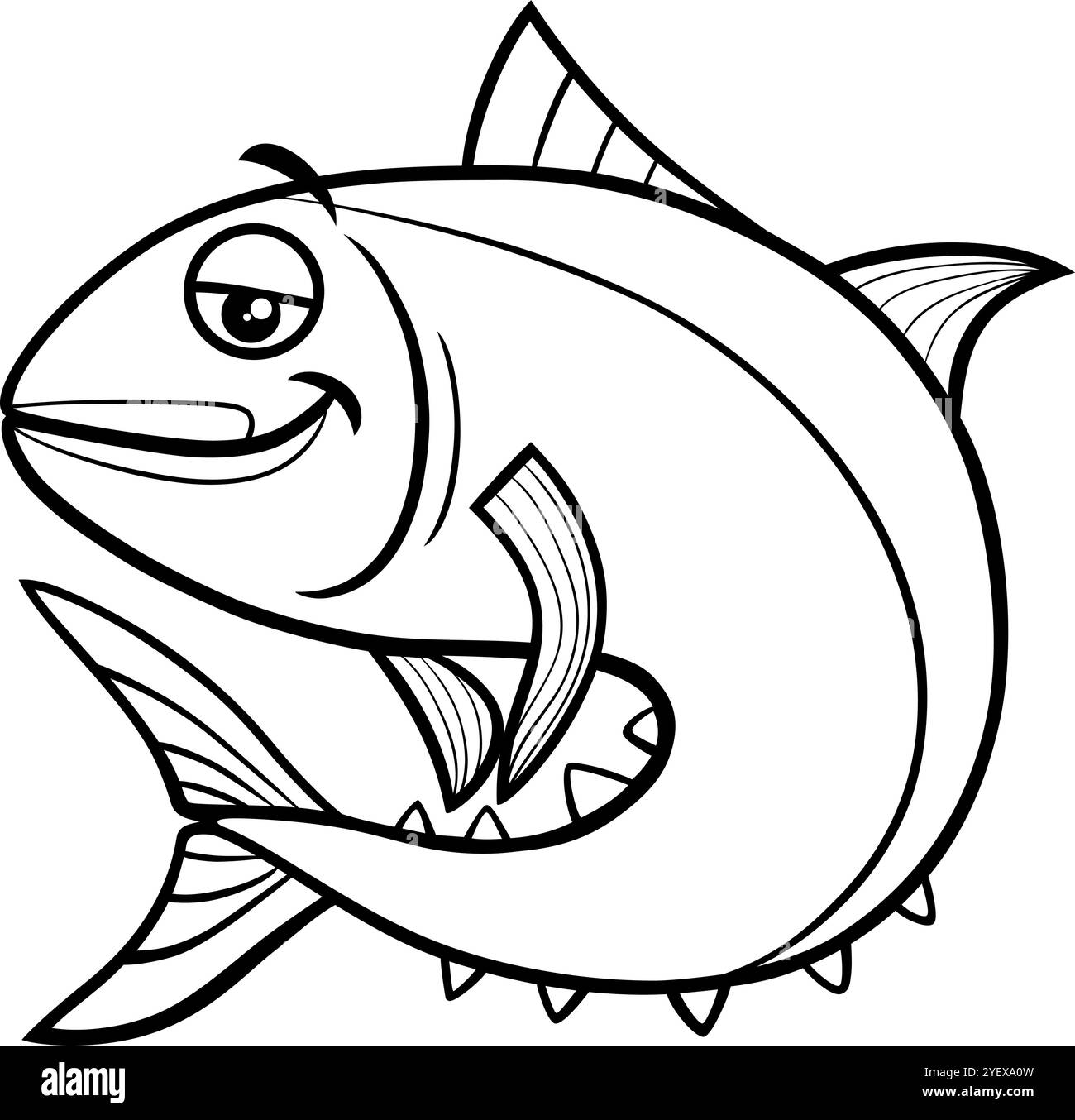 Cartoon illustration of funny tuna fish sea life animal character ...