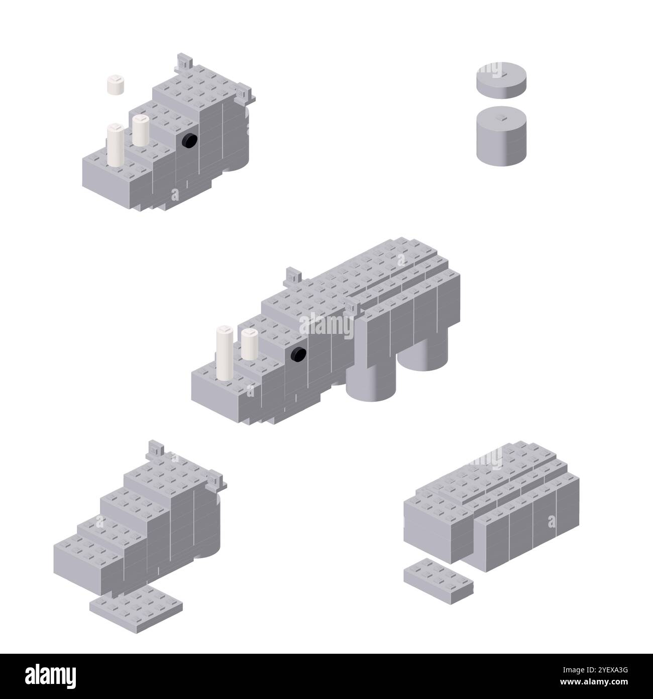 Concept with deconstruction hippopotamus from plastic blocks. Vector illustration Stock Vector ...