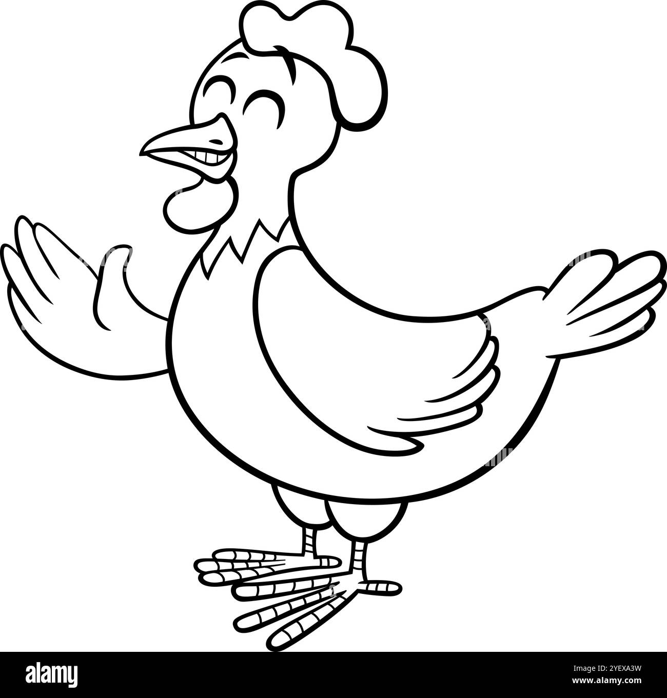 Cartoon illustration of funny hen or chicken farm bird animal character ...