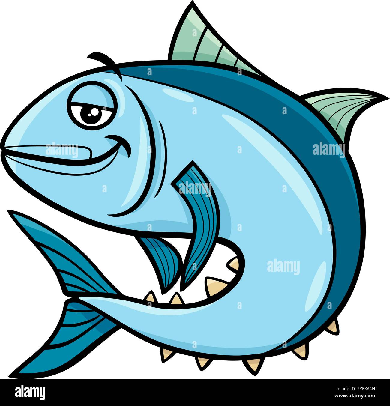 Cartoon illustration of funny tuna fish sea life animal character Stock ...