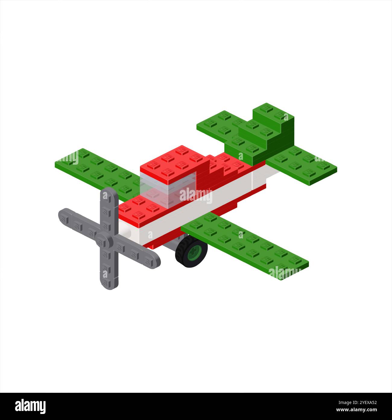 Small plane in isometric view assembled from plastic blocks. Vector ...