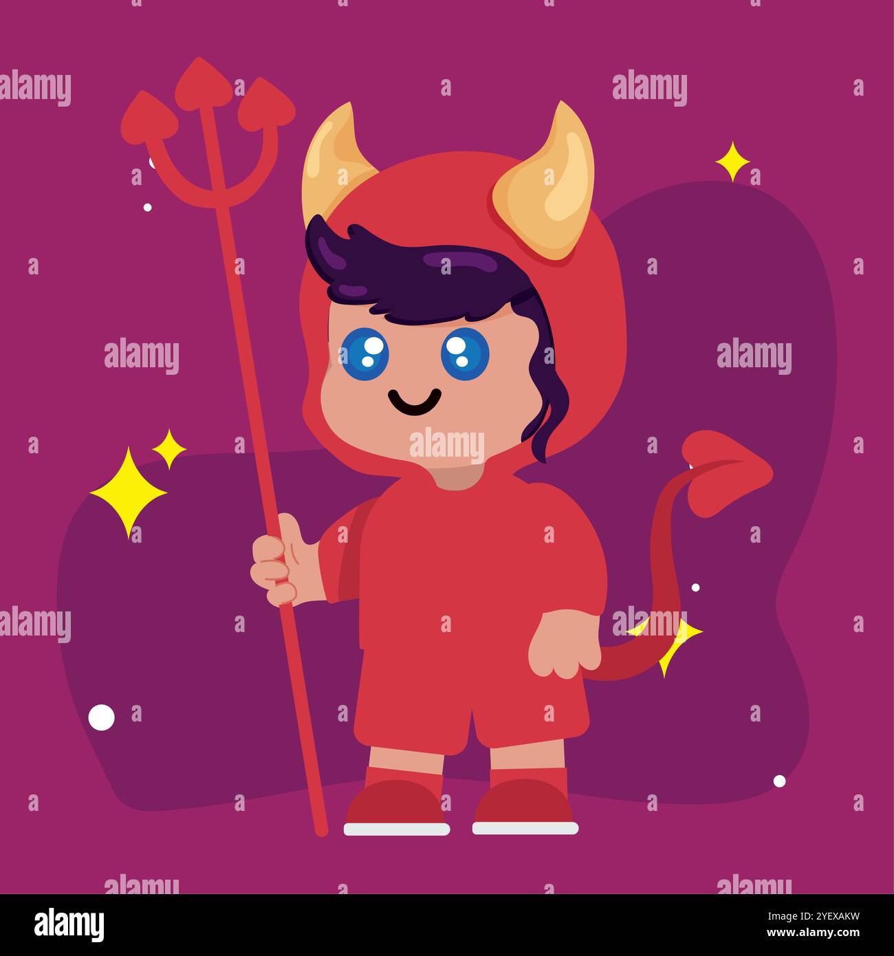 Adorable devil costume for kids with horns and trident Vector Stock ...