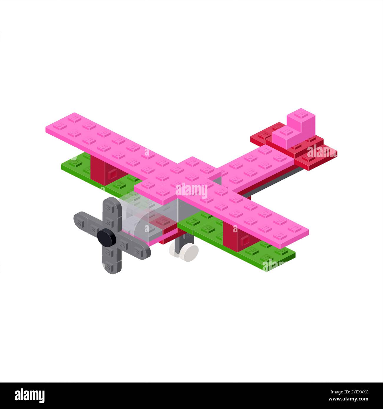 Plane in isometric view assembled from plastic blocks. Vector ...