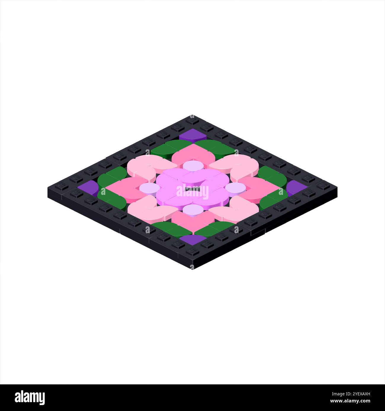 Mosaic tile in isometric view assembled from plastic blocks. Vector ...