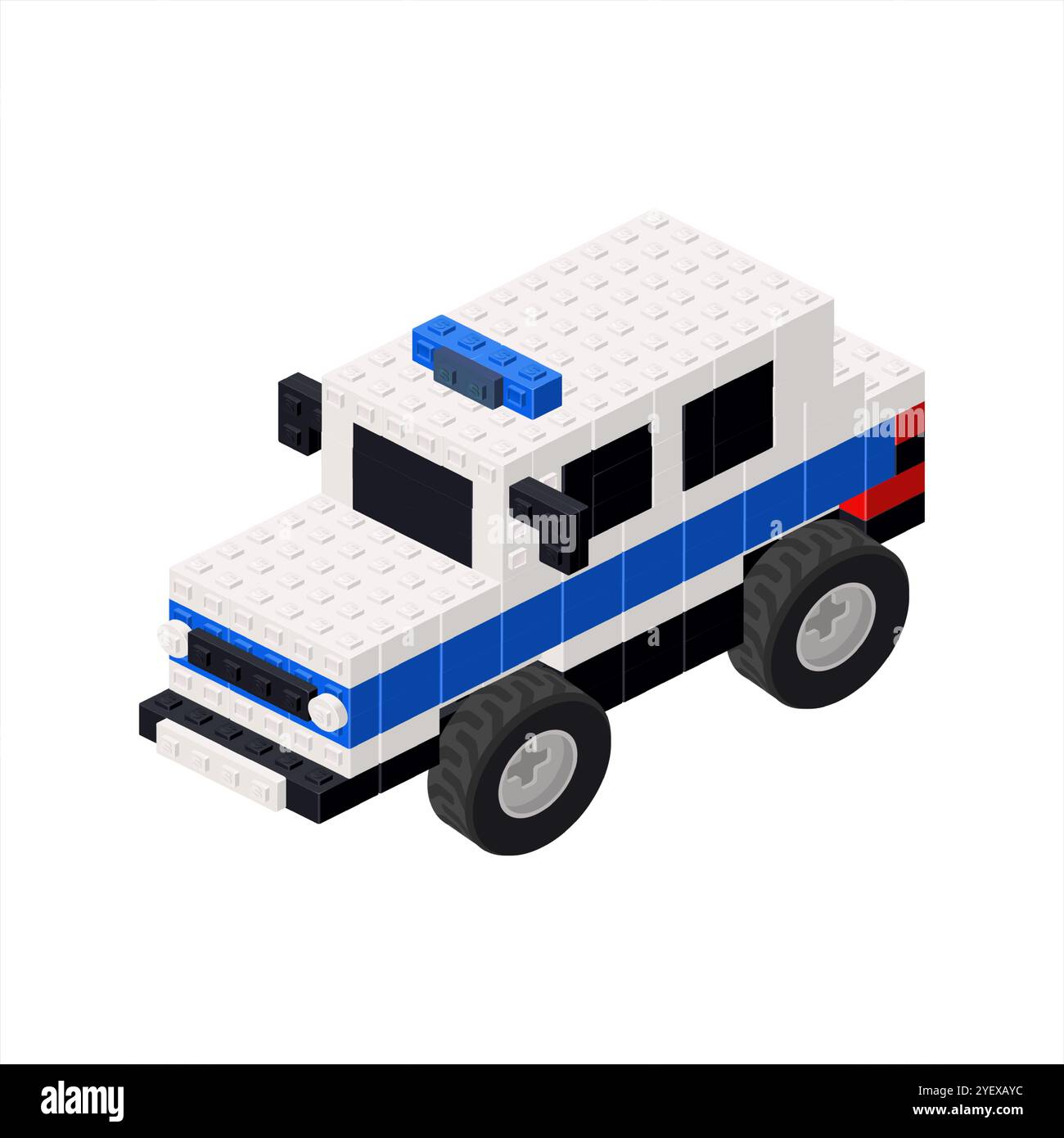 Police car in isometric view assembled from plastic blocks. Vector ...