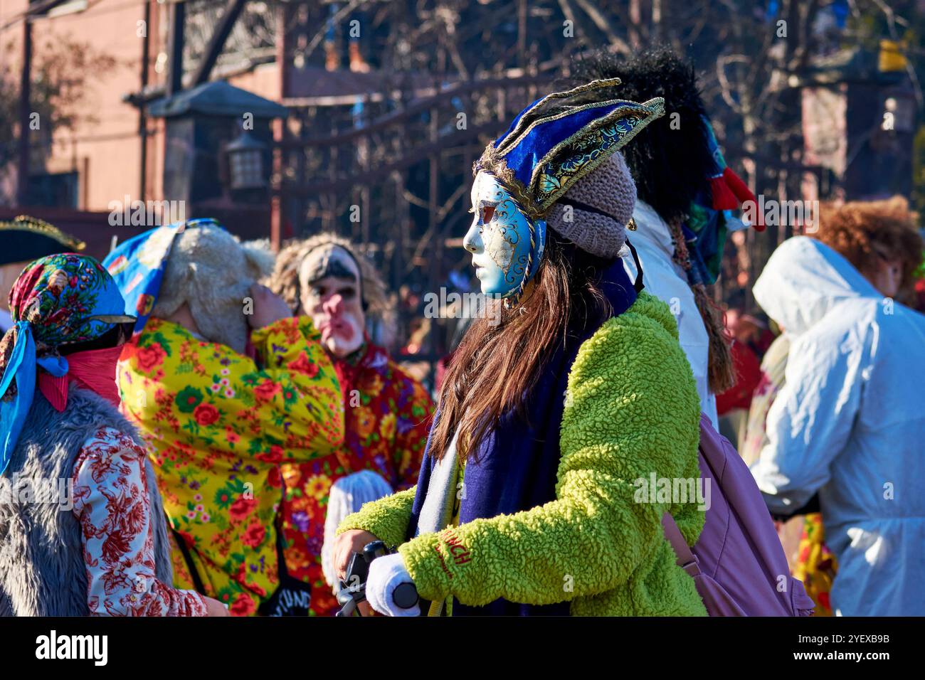 Comănești, Romania, December 2023: Local man dressed in bear fur ...