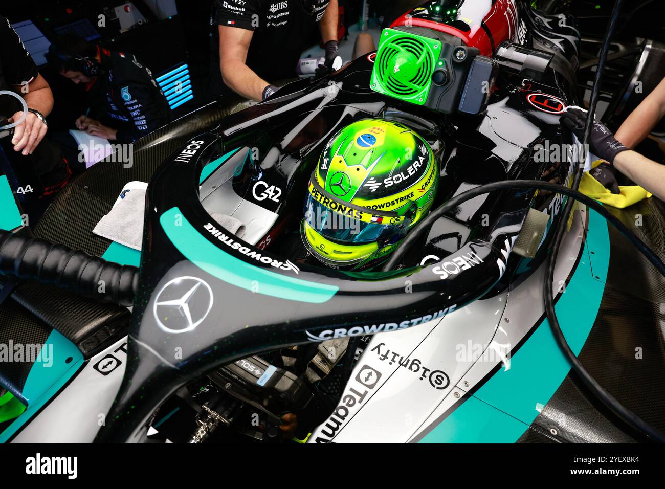 HAMILTON Lewis (gbr), Mercedes AMG F1 Team W15, portrait Brasil special ...