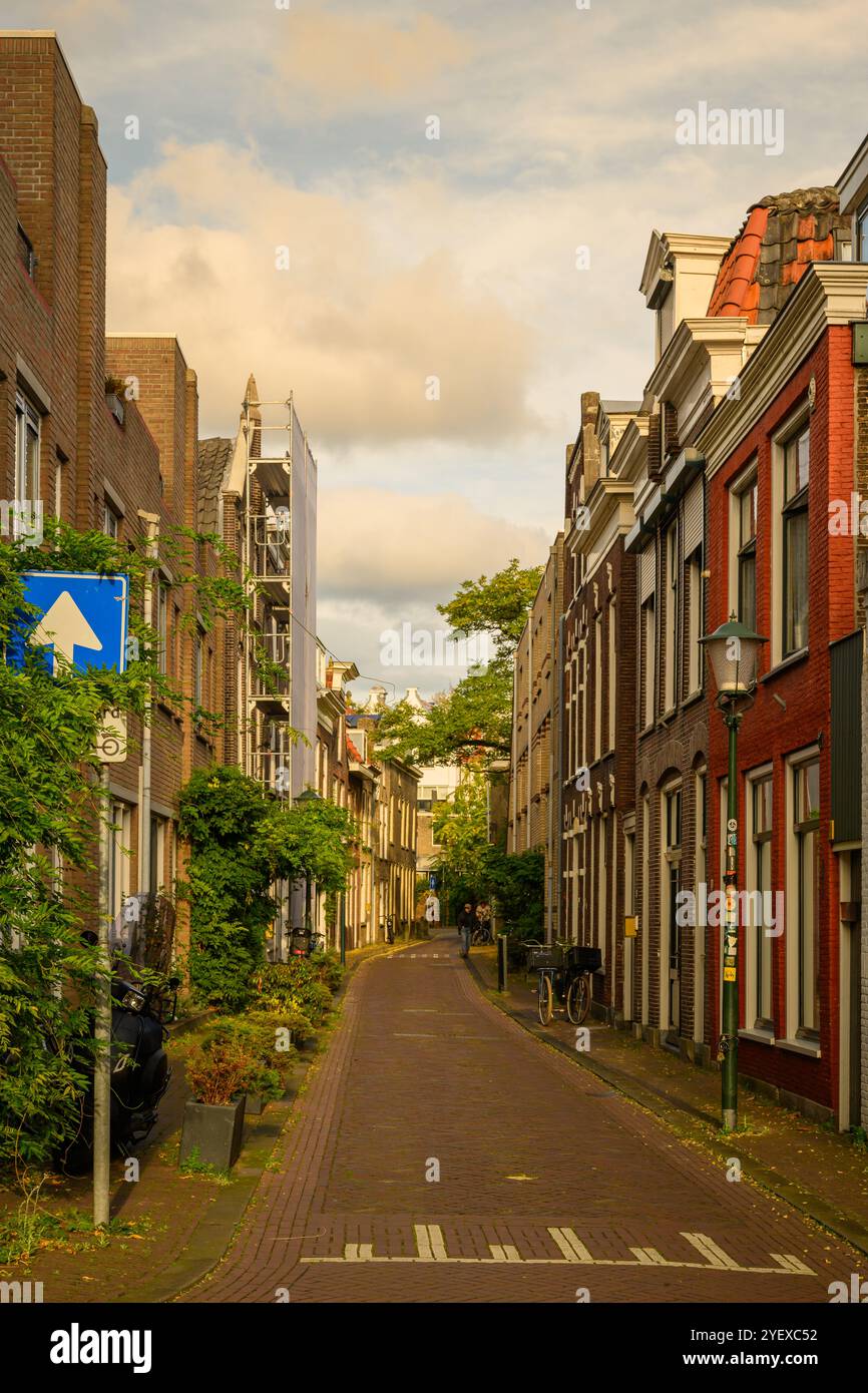 A typical Autumn daytime Dutch Street Scene at Gouda, The Netherlands ...