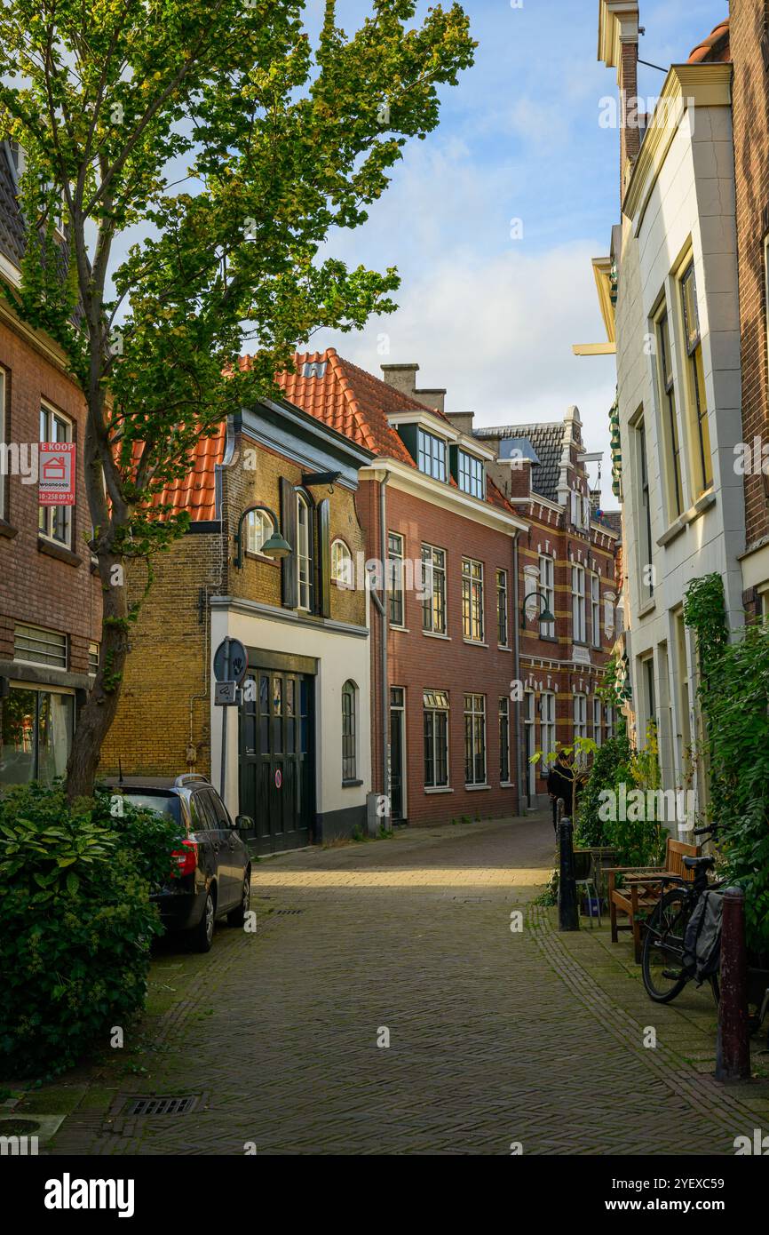 A typical Autumn daytime Dutch Street Scene at Gouda, The Netherlands ...