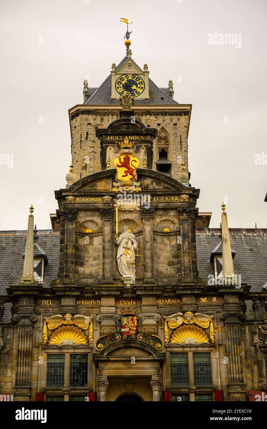 Front view of the historic Stadhuis (Town Hall), Delft, The Netherlands ...