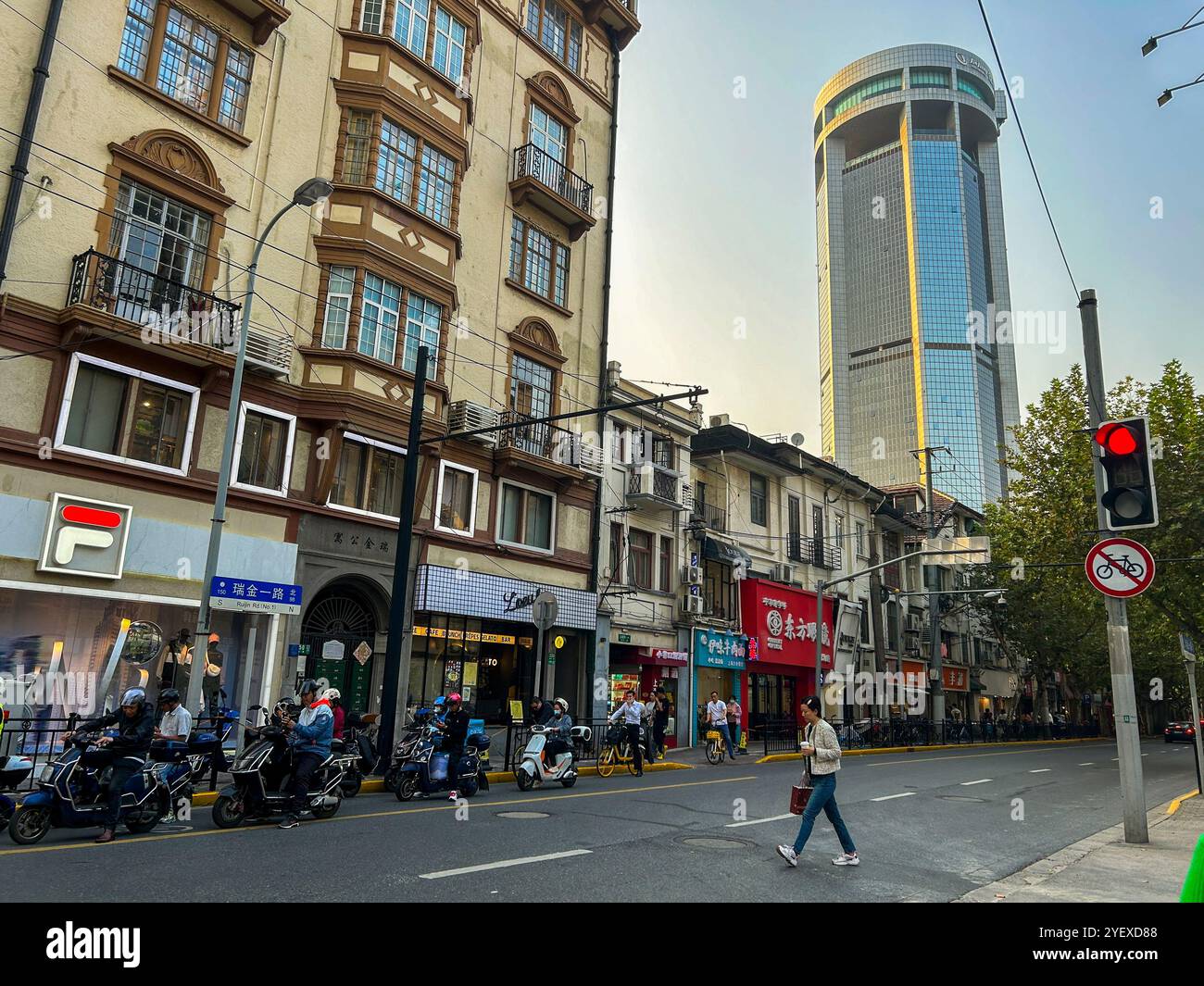 Shanghai, China, Street Scene, Business neighborhood, Store Fronts ...
