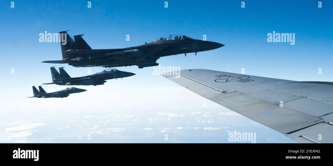 Three F-15E Strike Eagles assigned to the 4th Fighter Wing, Seymour ...