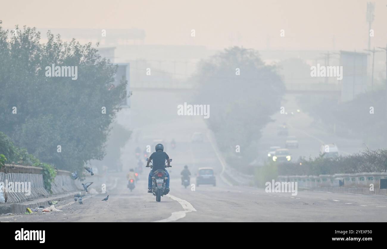 NEW DELHI, INDIA - NOVEMBER 1: Smog and pollution near Akshardham ...
