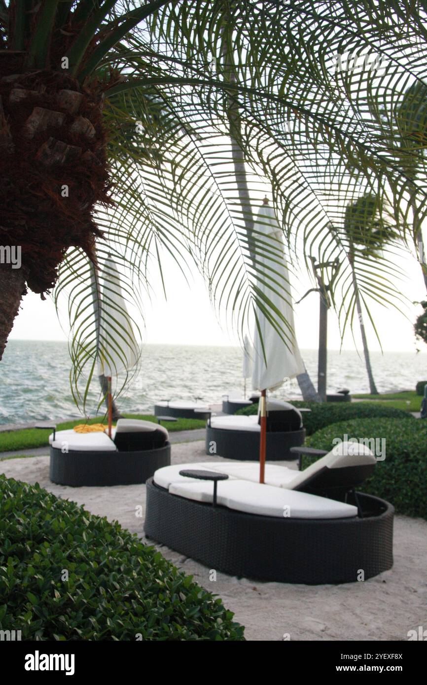 South Miami Beach lounge chairs Stock Photo - Alamy