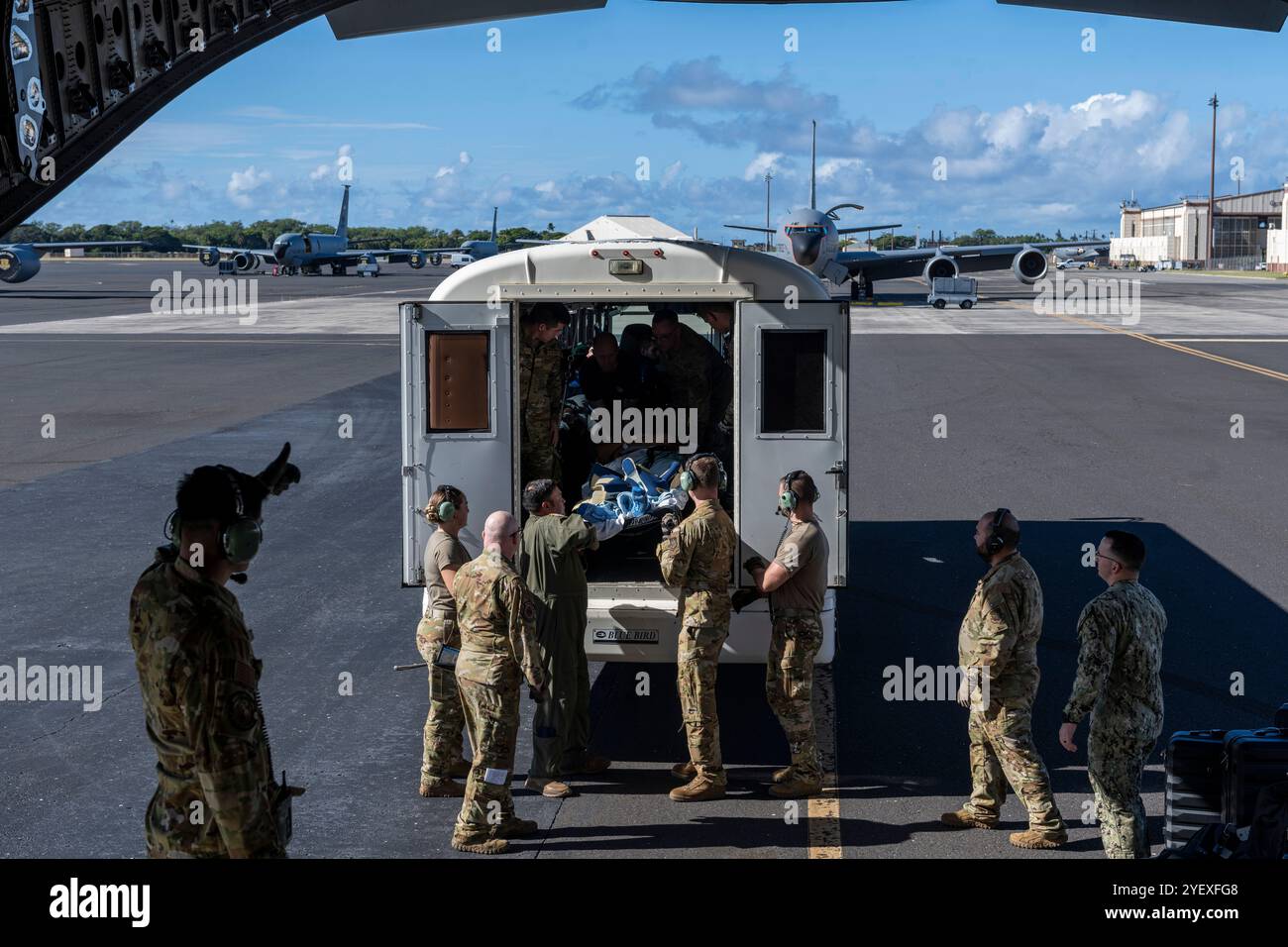 U.S. Airmen assigned to the 60th Aeromedical Evacuation Squadron ...