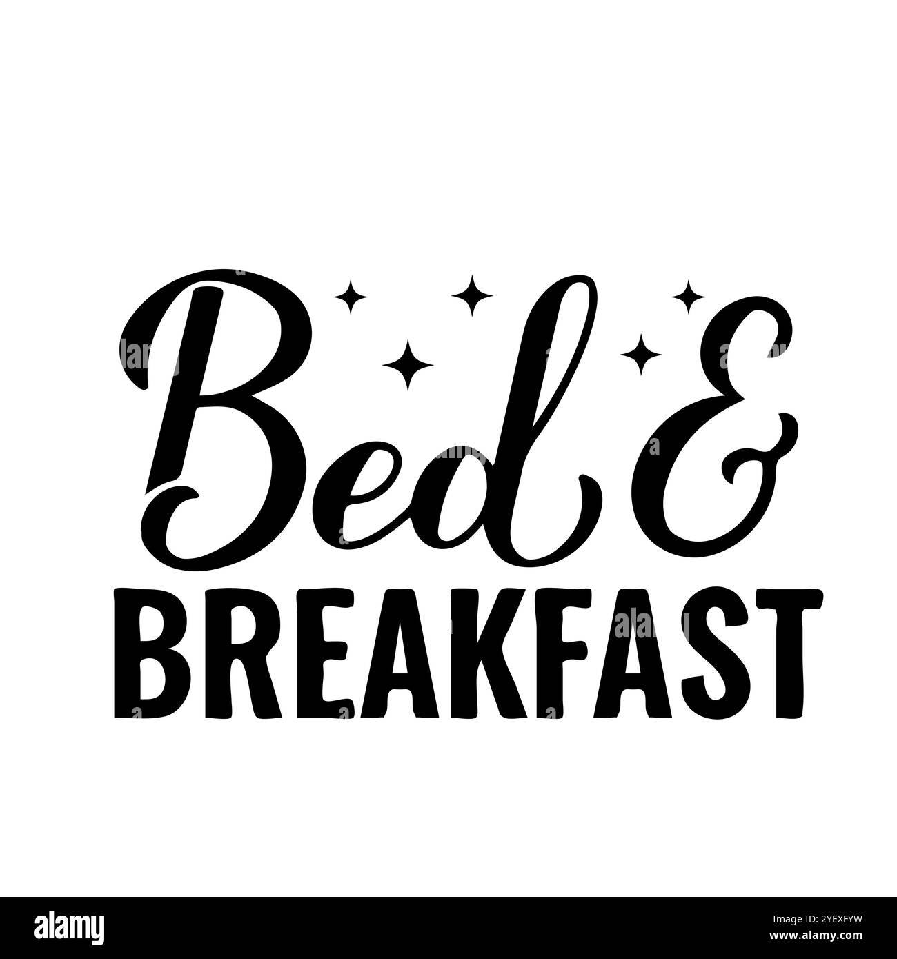 Bed and breakfast hand lettering isolated on white. Guest House sign ...