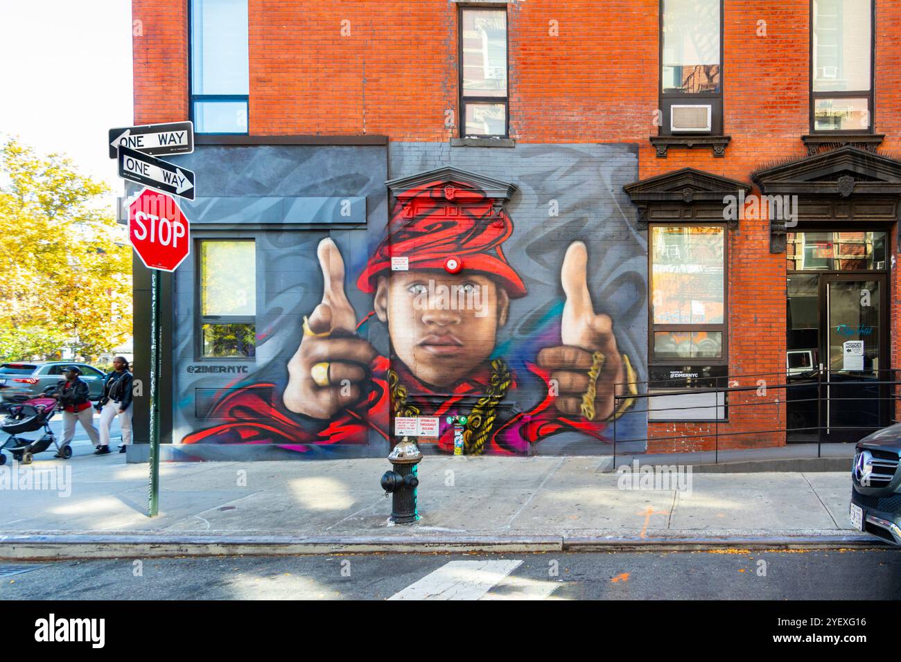 Street art mural of LL Cool J by artist Zimer, Ridge hotel, Eldridge ...