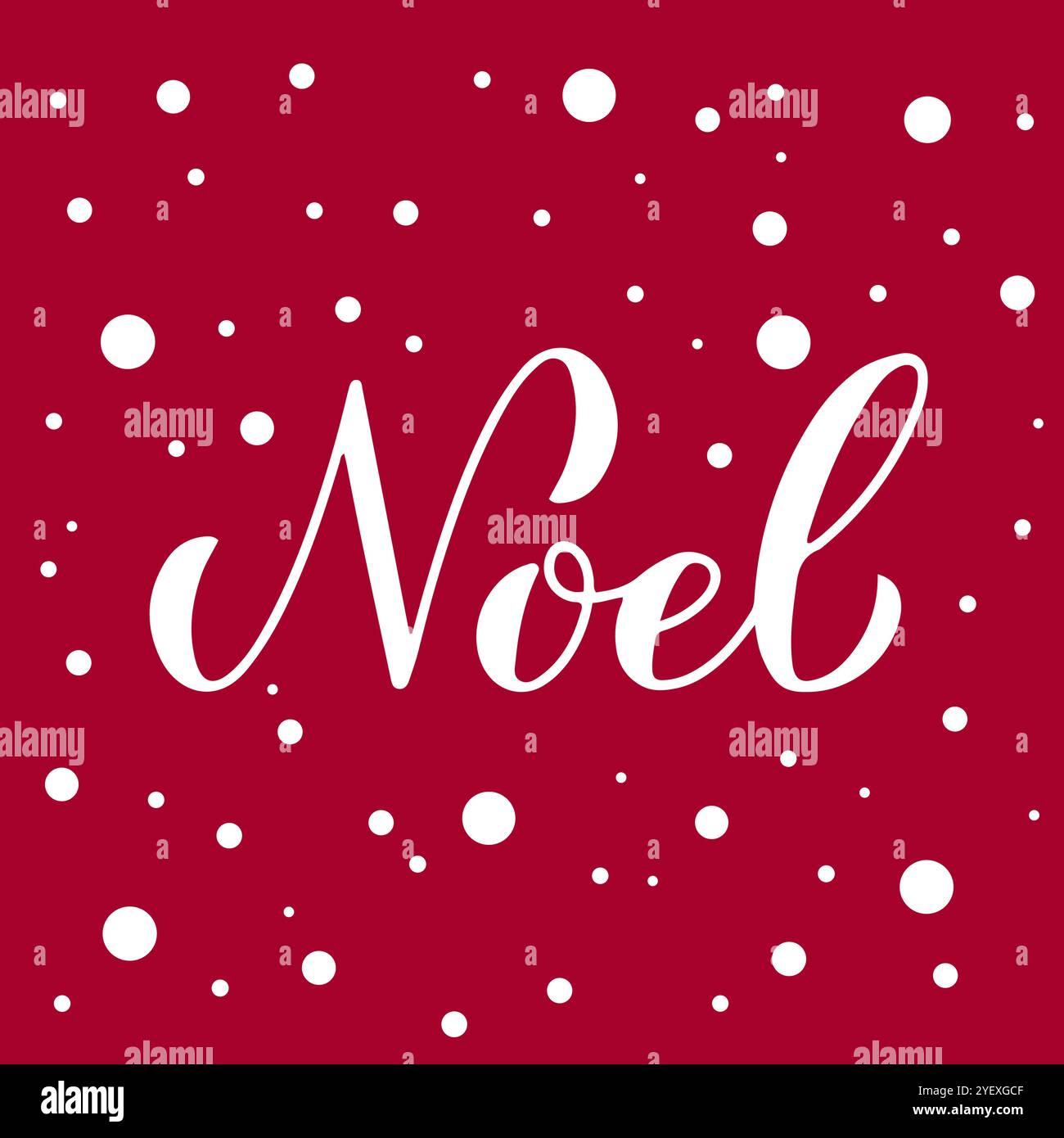 Noel calligraphy hand lettering on red background with snow confetti ...