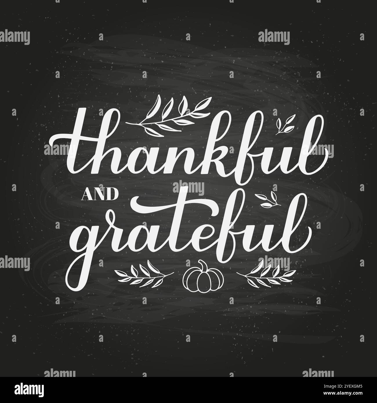Thankful and Grateful calligraphy hand lettering on chalkboard ...