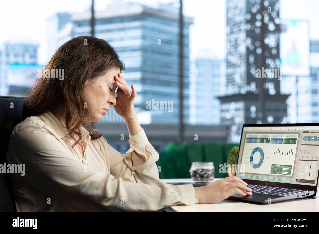 Frustrated financial banker analyzing investment insights and trading ...