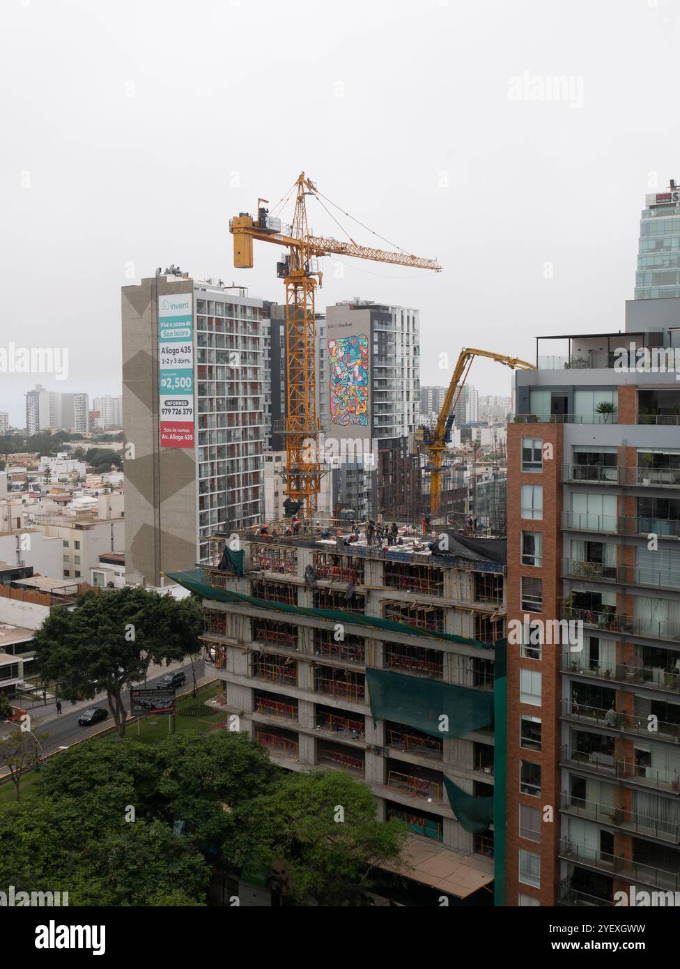 Lima, Peru; December 21 2024: Building Under Construction with a Crane ...