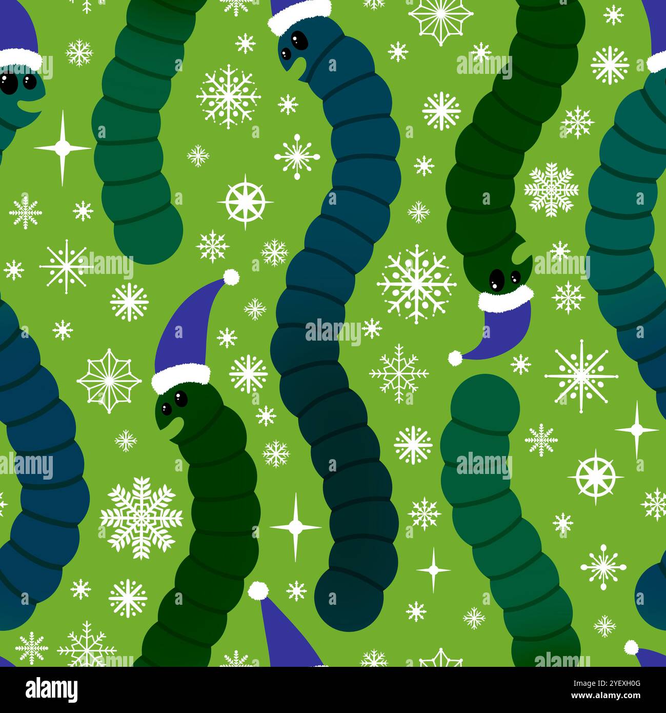 Christmas animals seamless worms and Santa hat pattern for wrapping ...