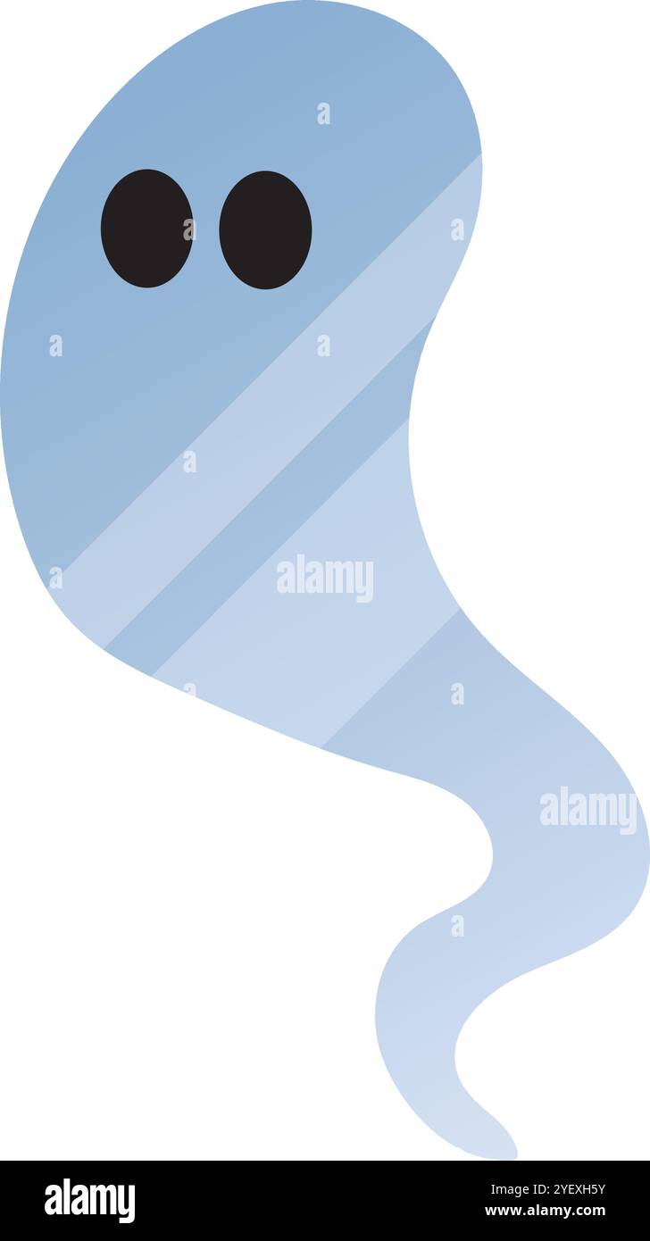 Blue ghost cartoon with simple shape and black eyes, Vector Stock ...