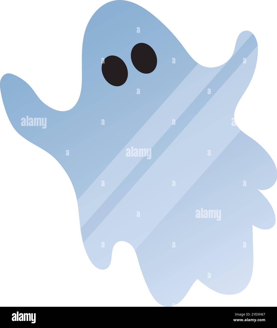 Blue ghost cartoon with simple shape and black eyes, Vector Stock ...