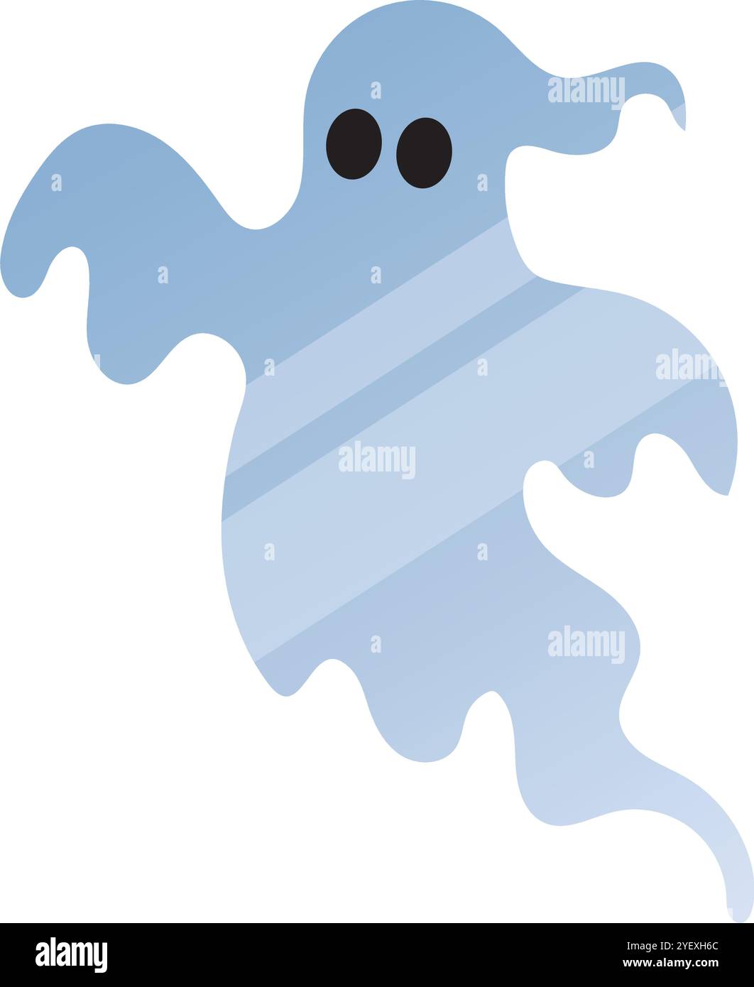 Blue ghost cartoon with simple shape and black eyes, Vector Stock ...
